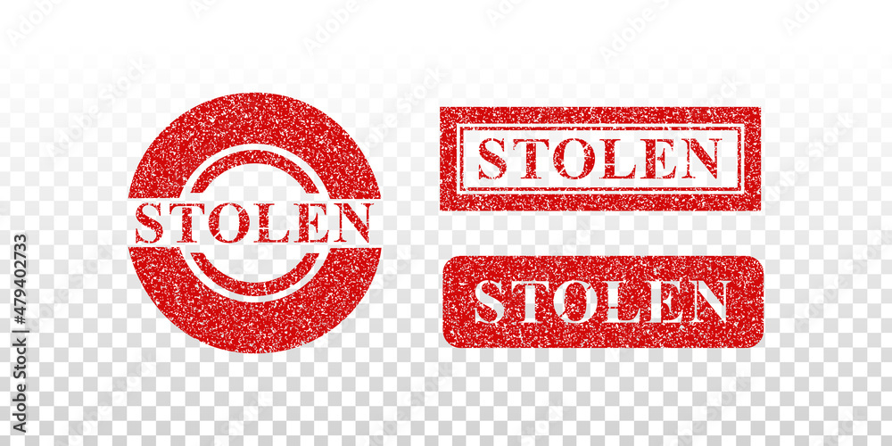 Vector realistic isolated red rubber stamp of Stolen on the transparent ...