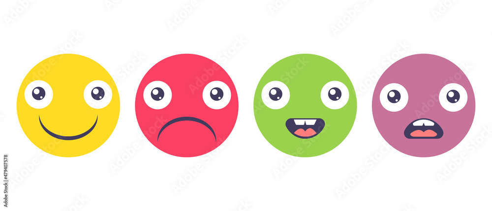 Vector set icons of emoji in different mood. Stock Vector | Adobe Stock