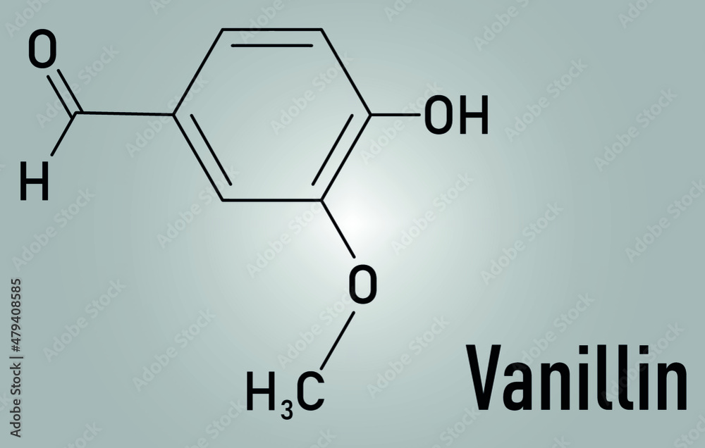 Vanillin vanilla extract molecule. Skeletal formula. Chemical structure ...