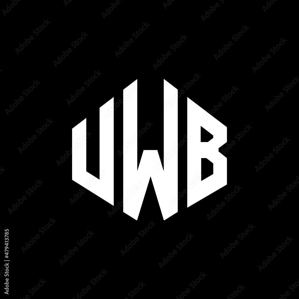 UWB letter logo design with polygon shape. UWB polygon and cube shape ...