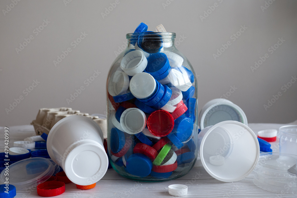 Waste sorting at home. Plastic waste for recycling. Zero waste and eco ...