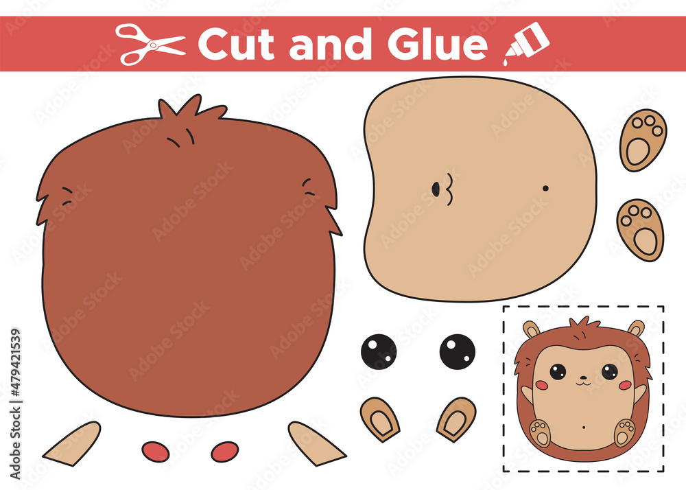 Cut and glue cute hedgehog. Educational paper game for children ...