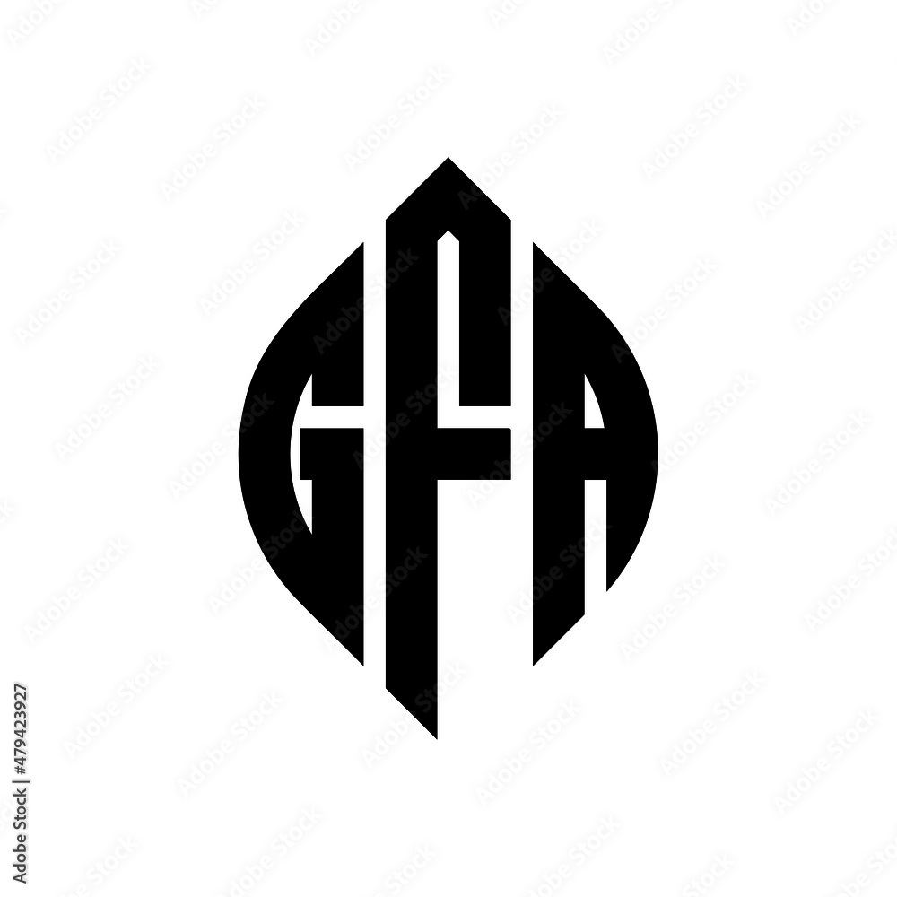 GFA circle letter logo design with circle and ellipse shape. GFA ...