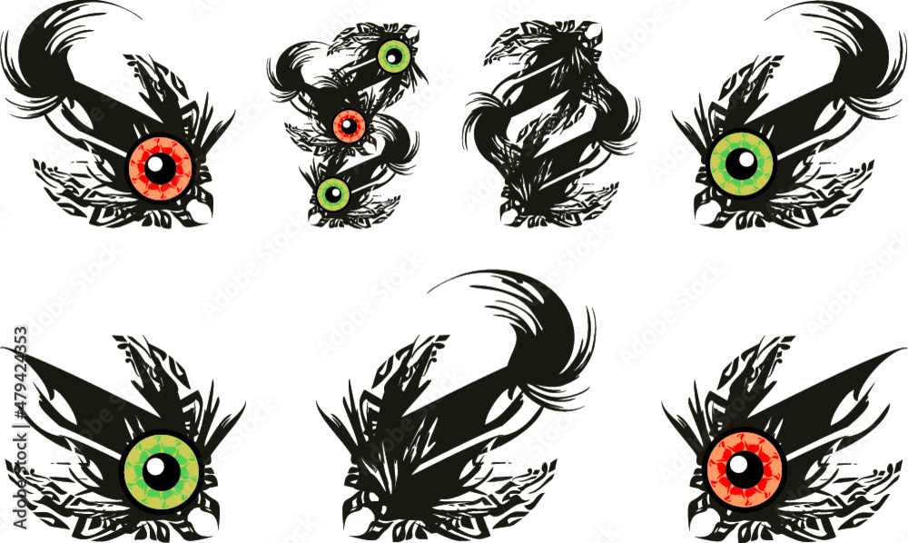 Fish symbols with huge eye on a white background for your design ...