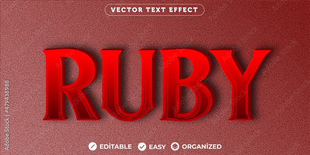 Ruby Text Effect,Fully Editable Font Text Effect Stock Vector | Adobe Stock