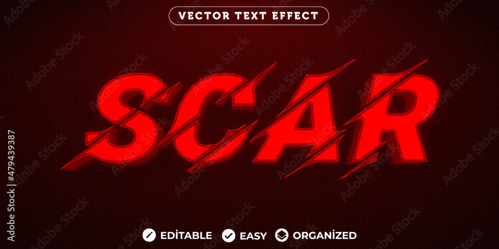 Scar Text Effect,Fully Editable Font Text Effect Stock Vector | Adobe Stock