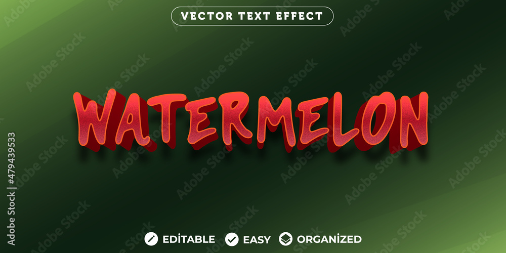 Watermelon Text Effect,Fully Editable Font Text Effect Stock Vector ...