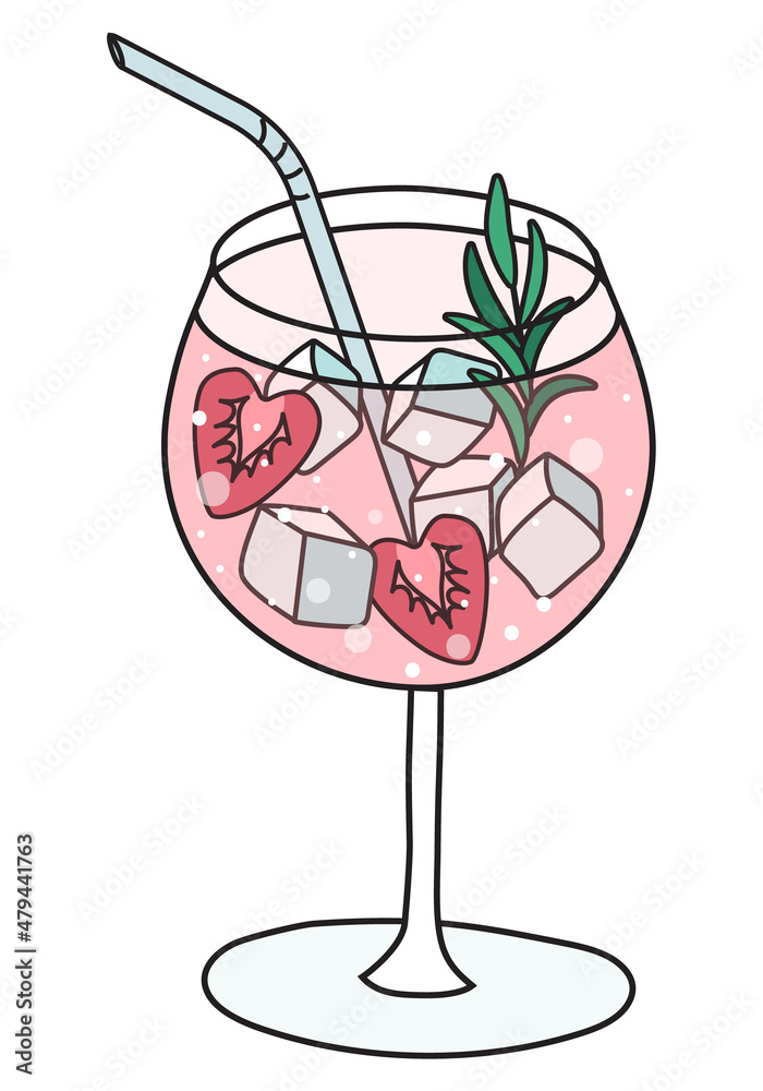 Cute romantic Valentines day pink gin and topic cocktail in balloon ...