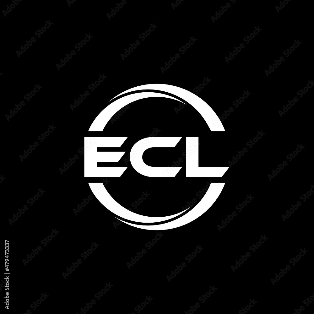 ECL letter logo design with black background in illustrator, vector ...
