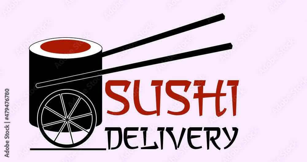 animated abstract minimal sushi logo from sushi sticks and lettering ...
