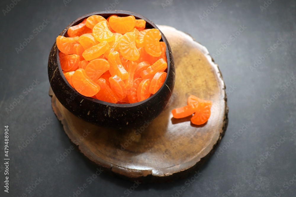 Orange sugar candy. Indian Vintage style boiled sugar confectionery ...