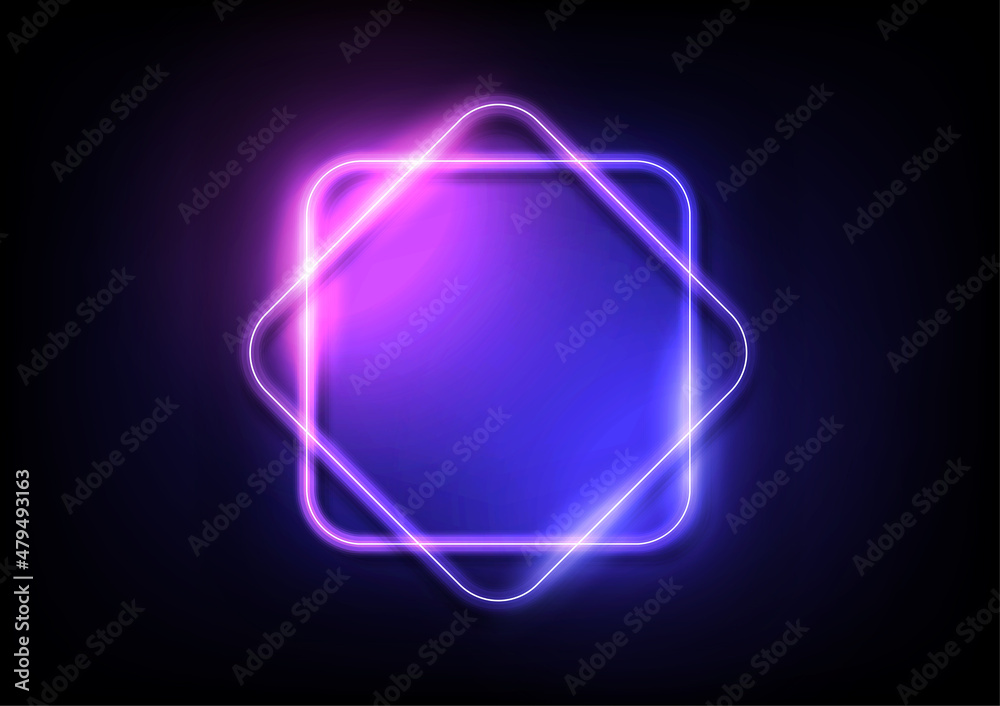 Neon border frame. Purple and blue isolated on transparency with shadow ...