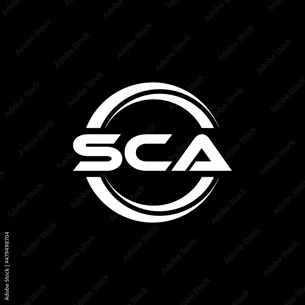 SCA letter logo design with black background in illustrator, vector ...
