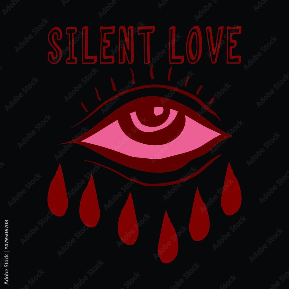 image of crying eyes with silent love words, hand drawn style, premium ...