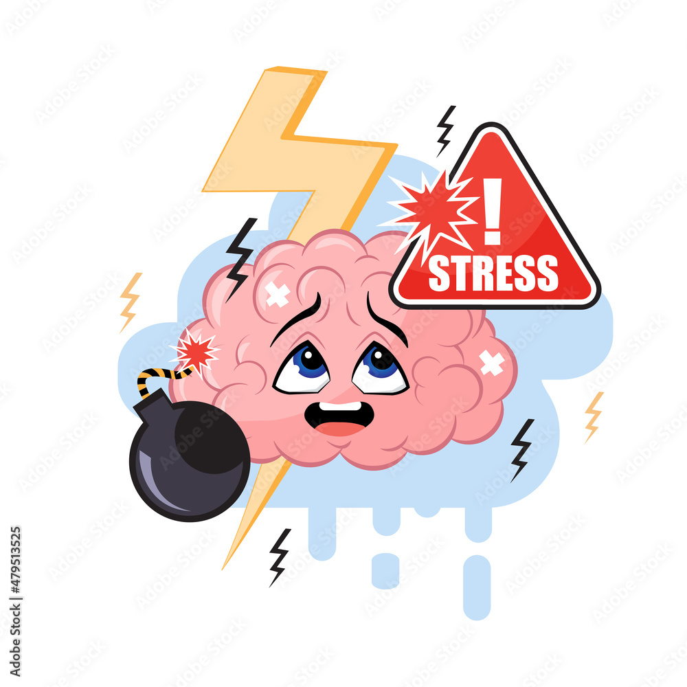 Human stress response system. Cartoon vector illustration brain ...