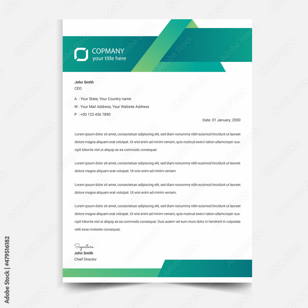 Corporate Modern letterhead design template. Creative & Clean business ...