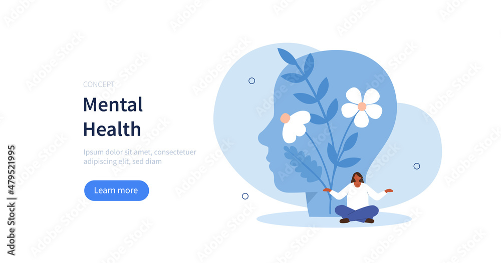 Character with mental disorder meditating and trying to solve ...