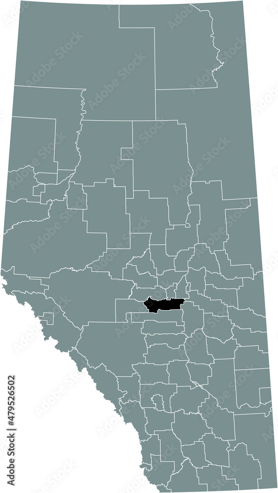 Black flat blank highlighted location map of the LEDUC COUNTY municipal ...
