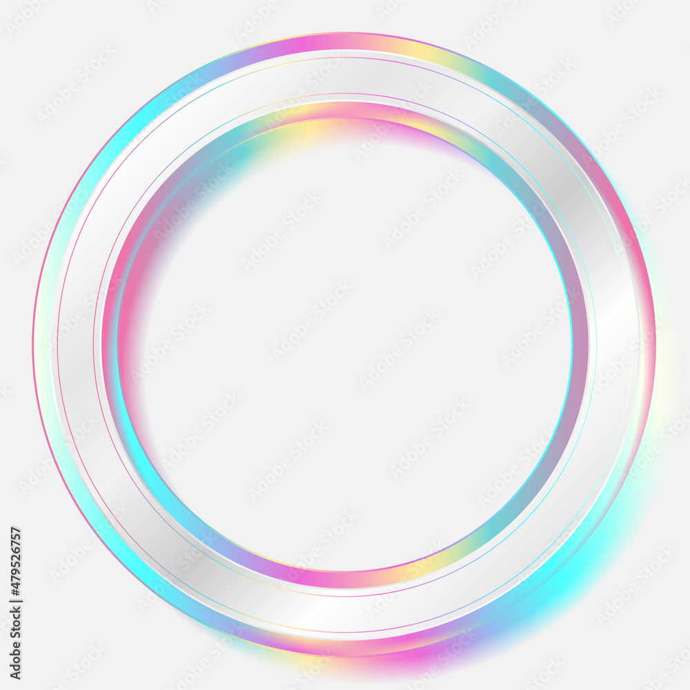Holographic circle frame geometric abstract tech background. Vector art ...
