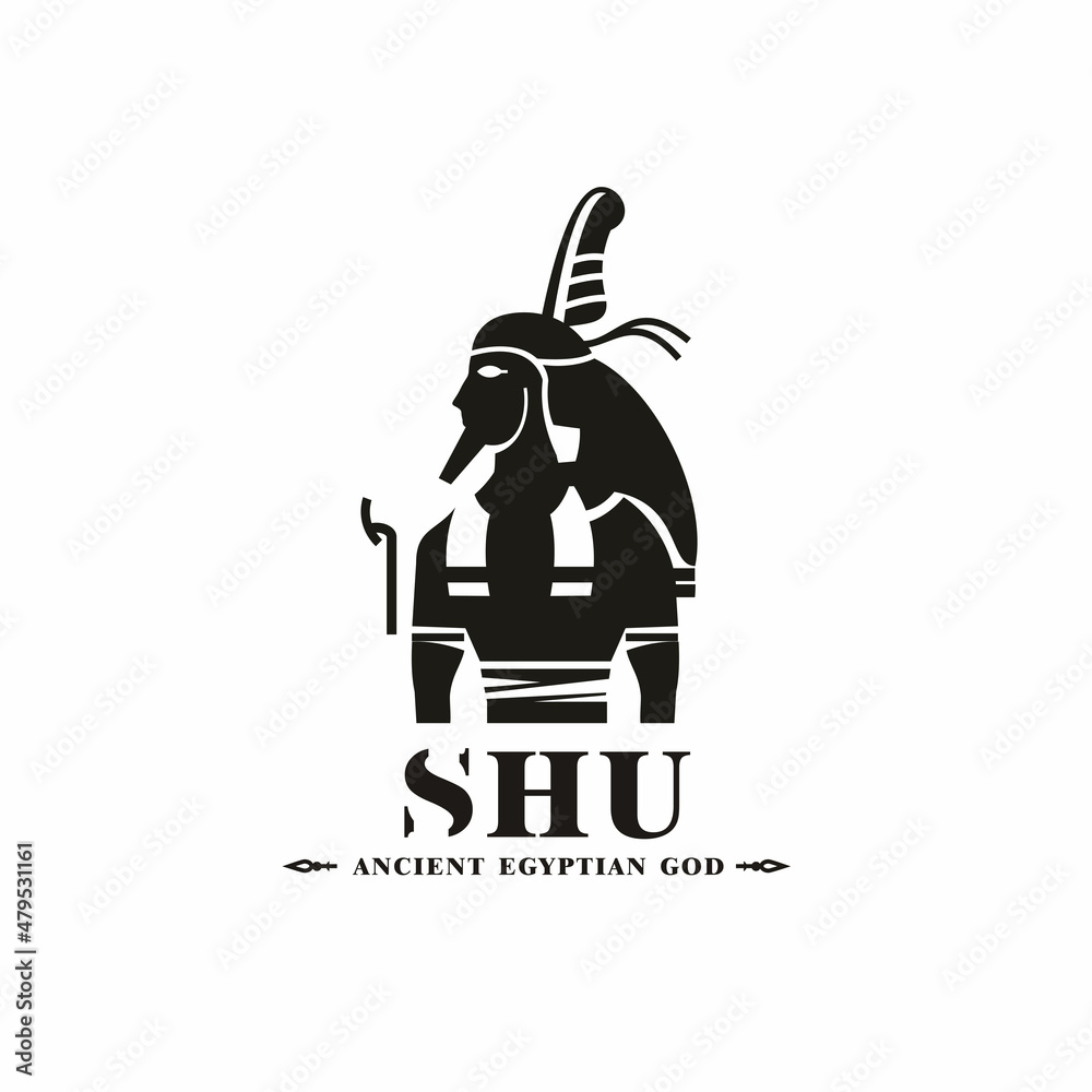 Silhouette of ancient egypt wind god shu, middle east ruler with crown ...