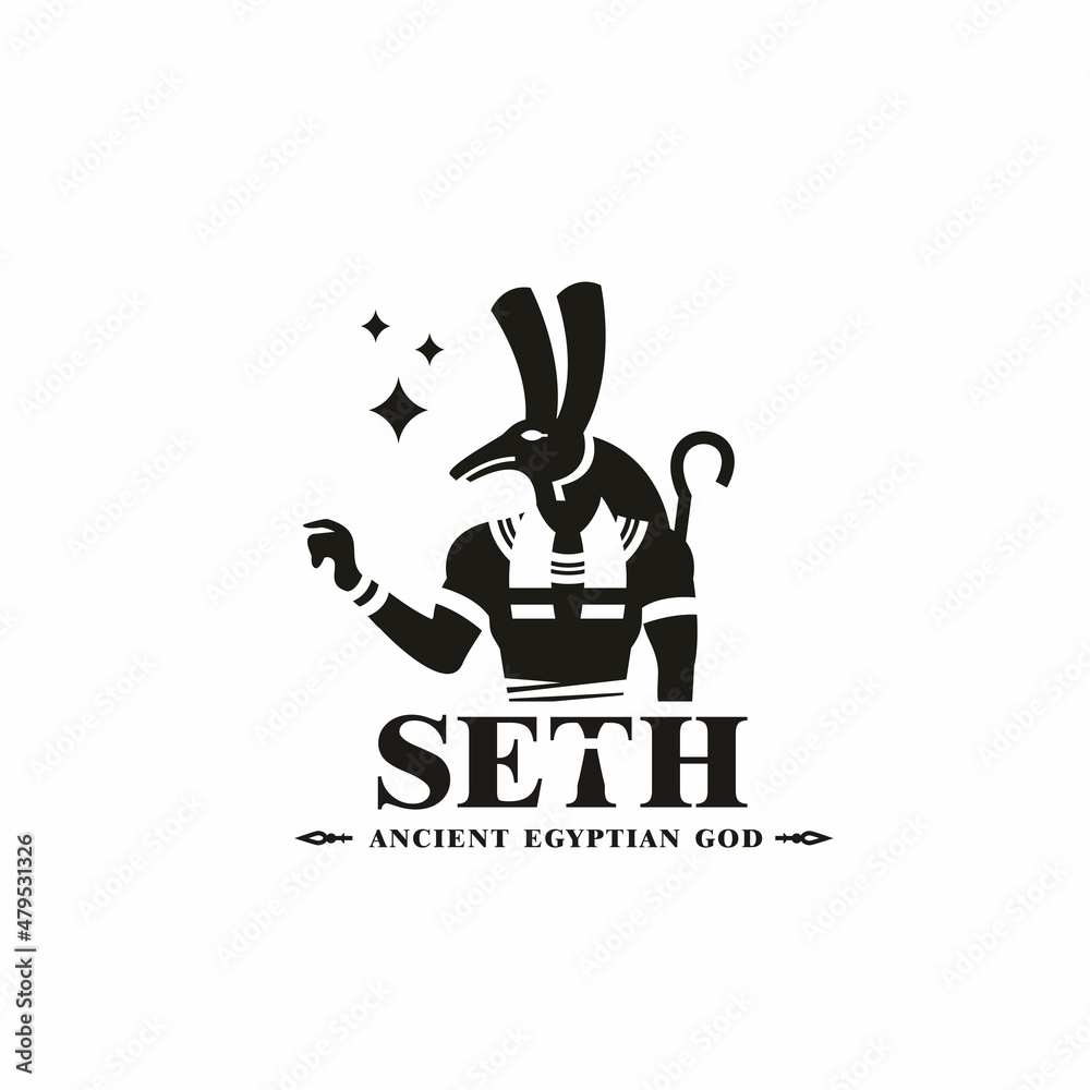Ancient egyptian god seth silhouette. middle east storm king with crown ...