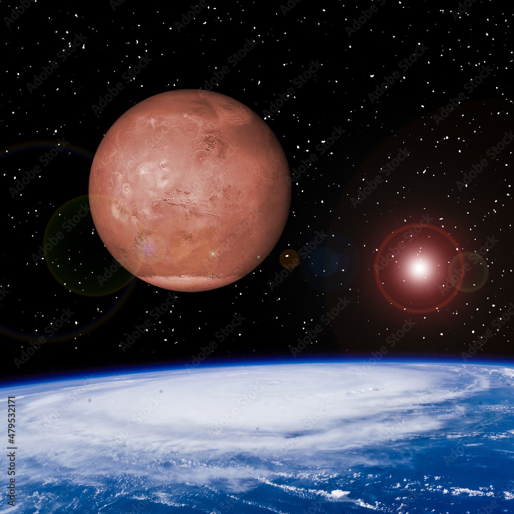 Mars and earth. The elements of this image furnished by NASA. Stock ...