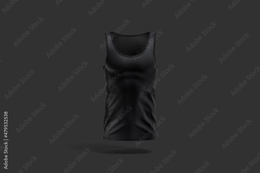 Blank black tank top mockup, dark background Stock Illustration | Adobe ...