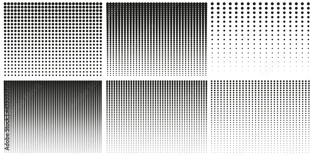 Halftone Rectangles Pictogram Set. Gradient Geometric Dots Background ...