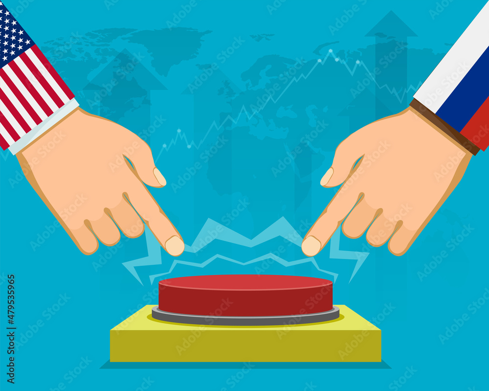 Presidents of the countries of Russia and the USA are pressing the red ...
