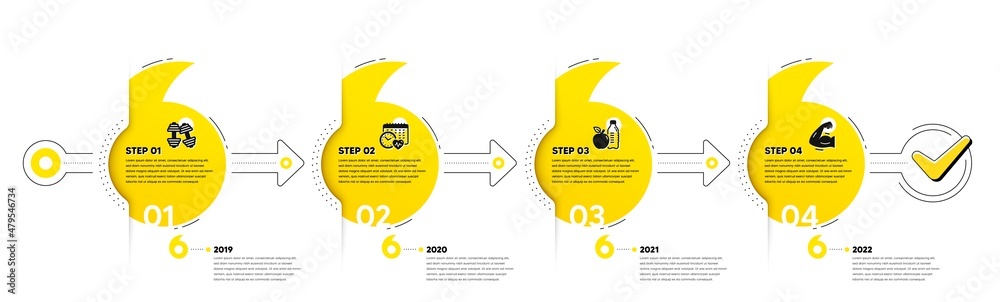Gym Infographic timeline with 4 steps. Sport process diagram with ...