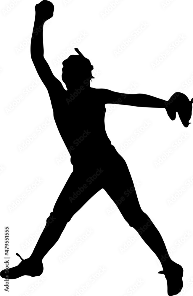 Girls Softball Silhouettes Girls Softball SVG EPS PNG Stock Vector ...