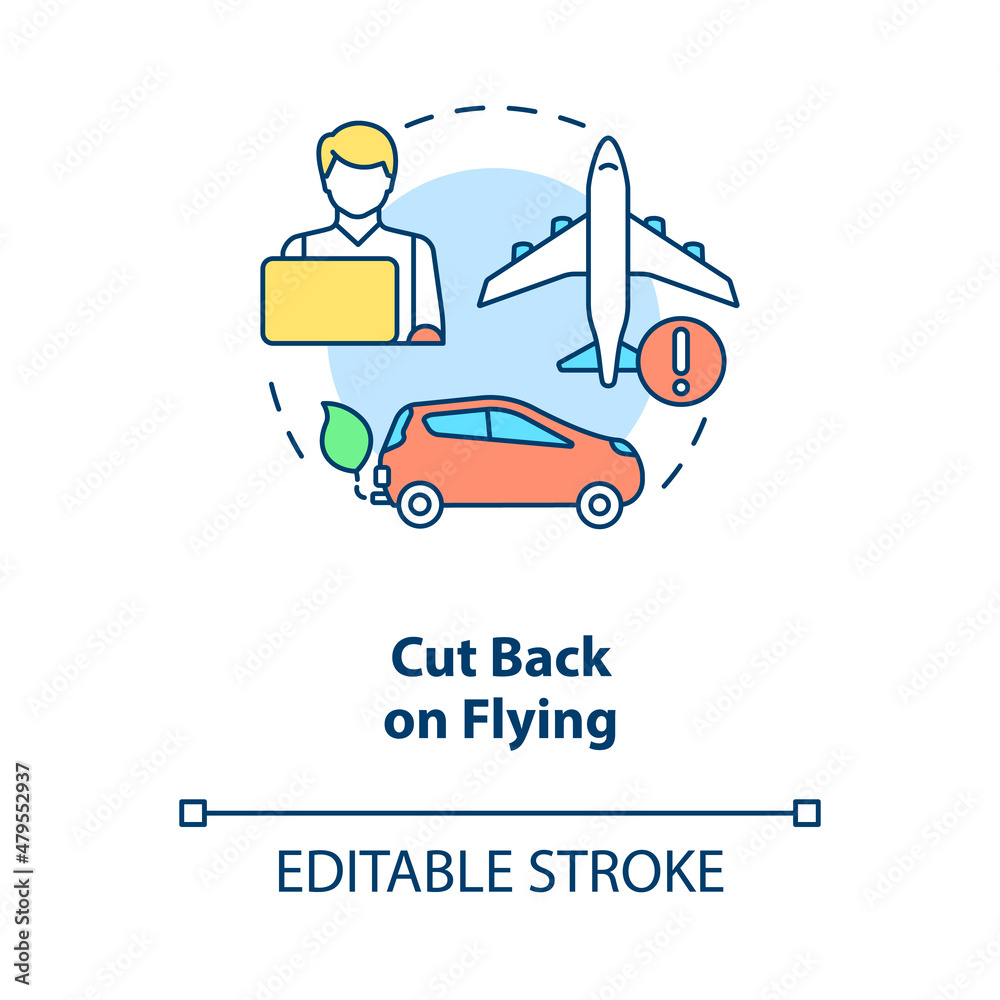 Cut back on flying concept icon. Climate change prevention abstract ...