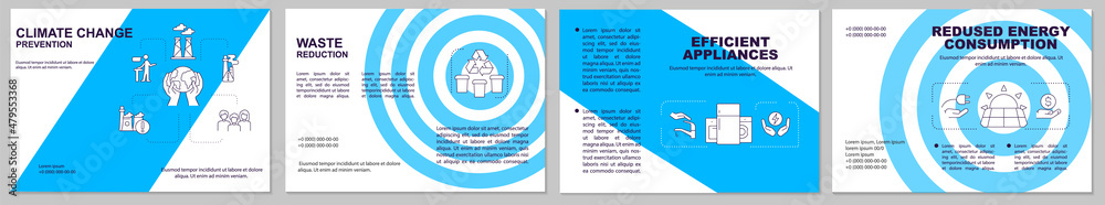 Preventing climate change blue brochure template. Booklet print design ...