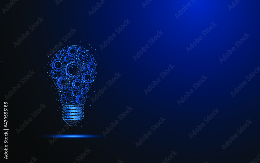 Abstract cog in a light bulb. Invention ideas or strategies. Digital ...