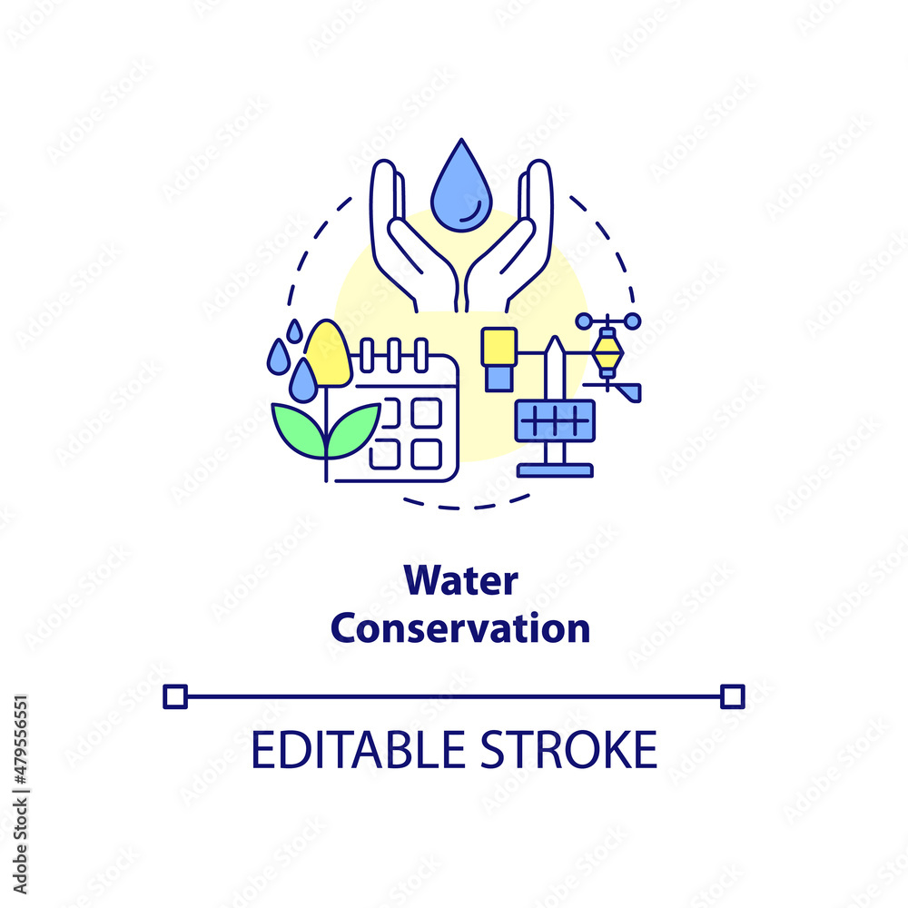 Water conservation concept icon. Saving water on farm abstract idea ...