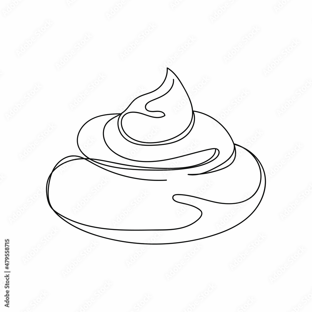 Continuous one simple single abstract line drawing of cream icon in ...