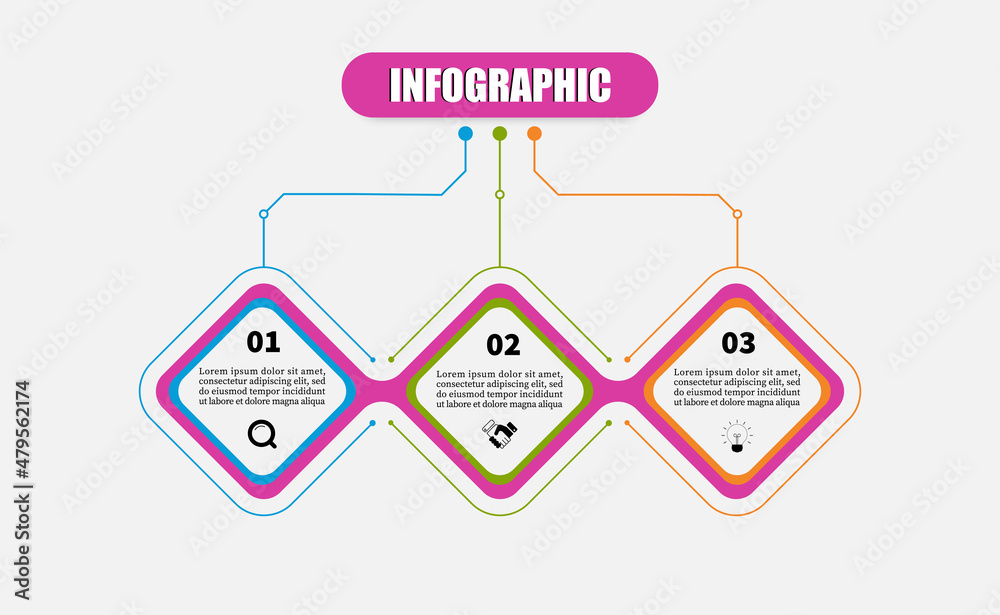 Square vector design template icon for 3 point banner, number graphics ...