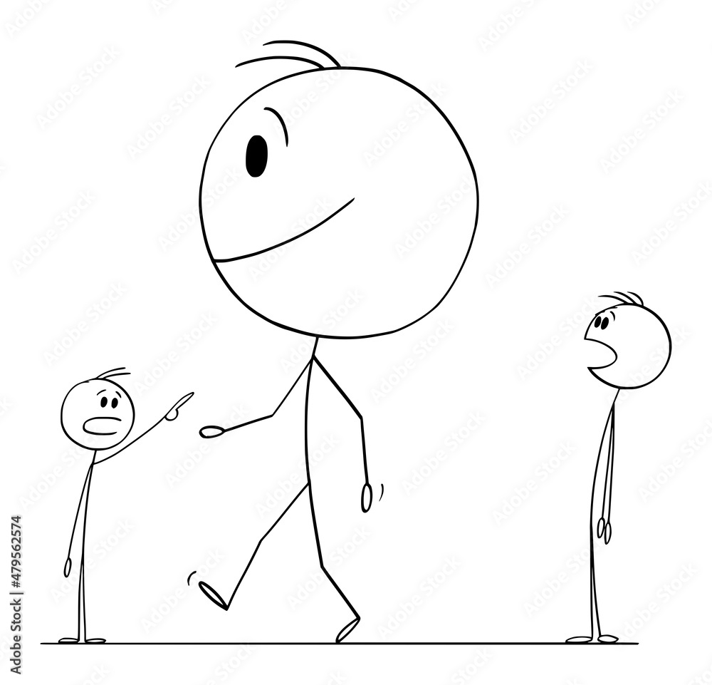 Person With Big Head Walking on the Street, Vector Cartoon Stick Figure ...