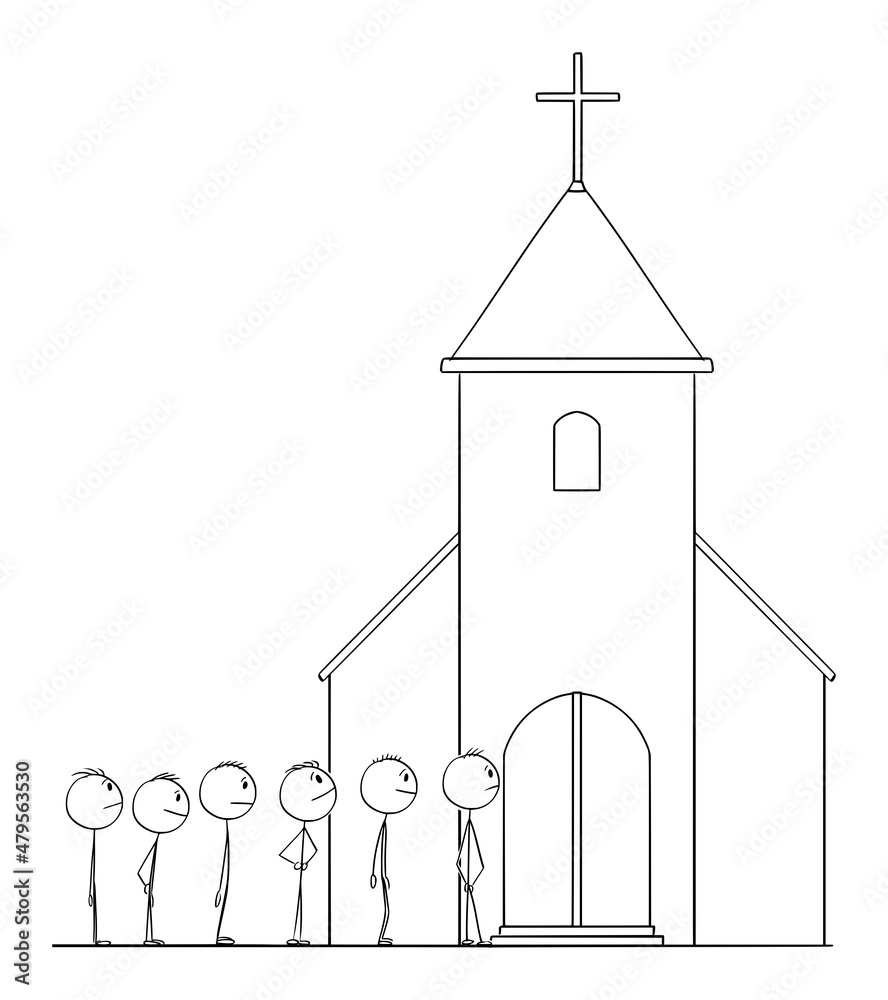 People Waiting in Front of the Church, Christianity and Faith Concept ...
