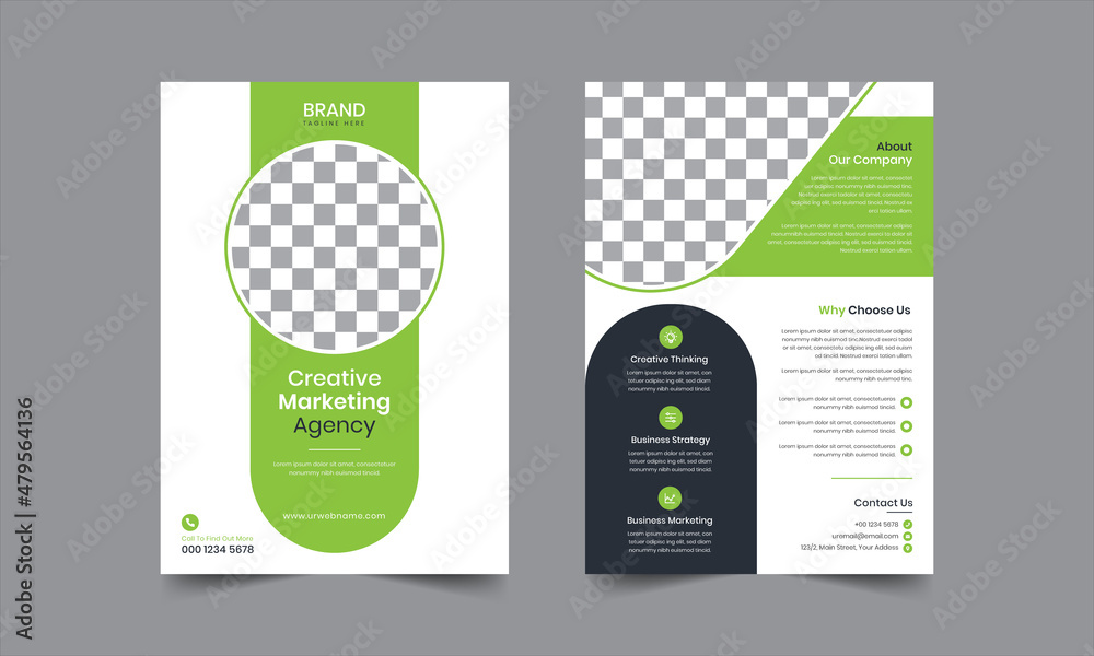 a4 double sides flyer template design with modern style. For marketing ...