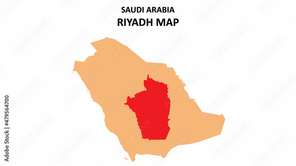 Riyadh map highlighted on Saudi Arabia map. Riyadh map on Saudi Arabia ...