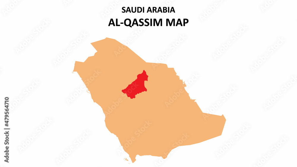 Al-Qassim map highlighted on Saudi Arabia map. Al-Qassim map on Saudi ...