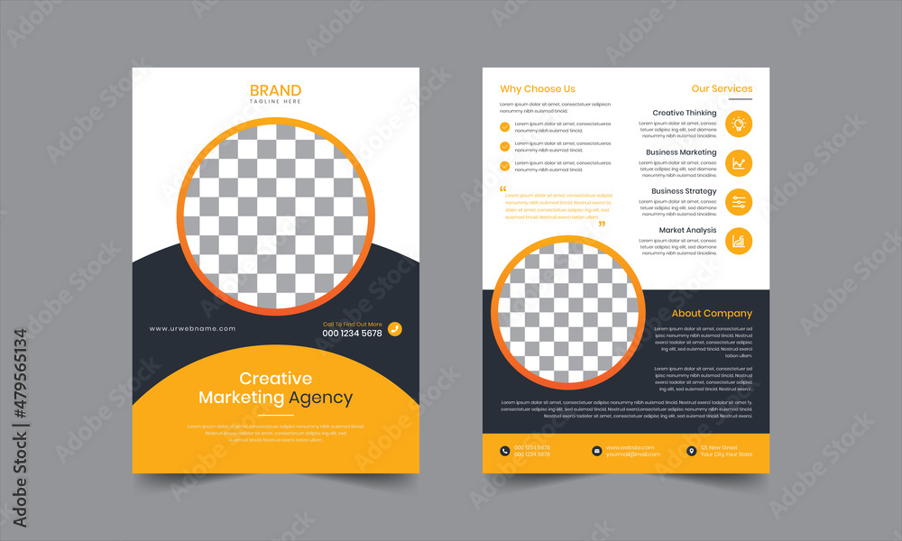 Double sided business flyer template design. A4 flyer template Vector ...