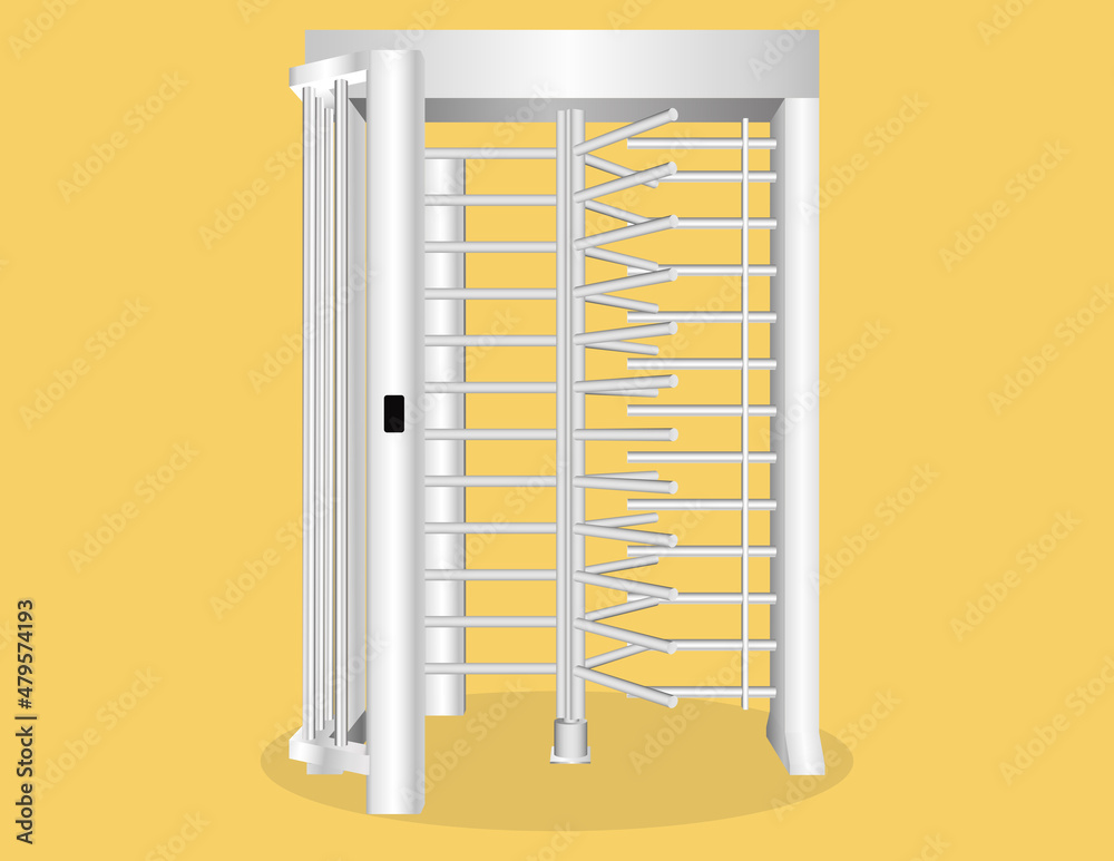 Full height turnstile single lane. security gates vector illustration ...