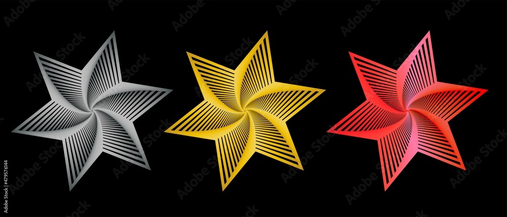 Rotating star icon. Abstract spiral tunnel. A twisted symbol. Star Trek ...
