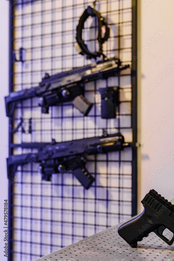 Set of plastic game guns for kids in amusement park, safe shooting ...