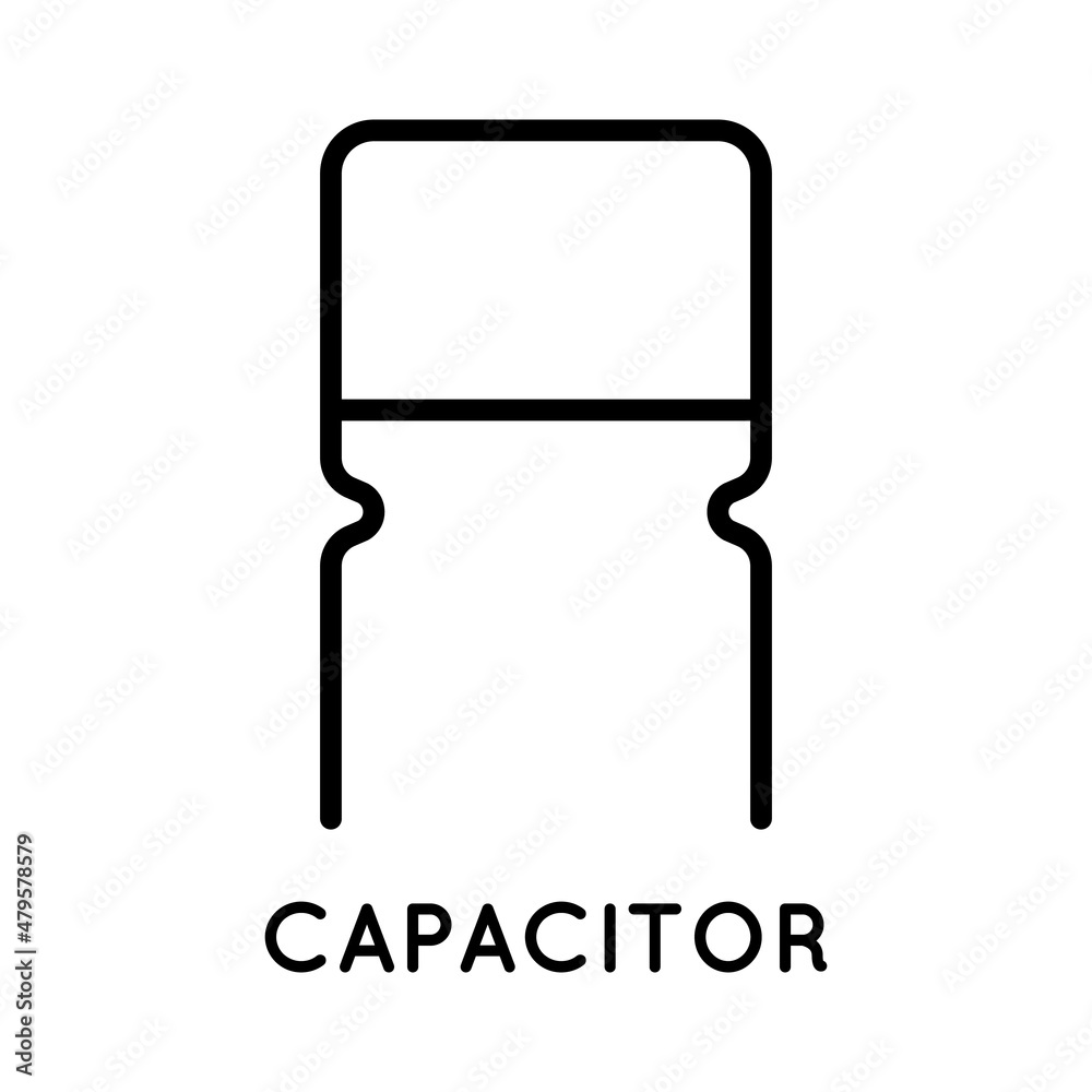 Capacitor line icon, an electronic device designed to store the energy ...