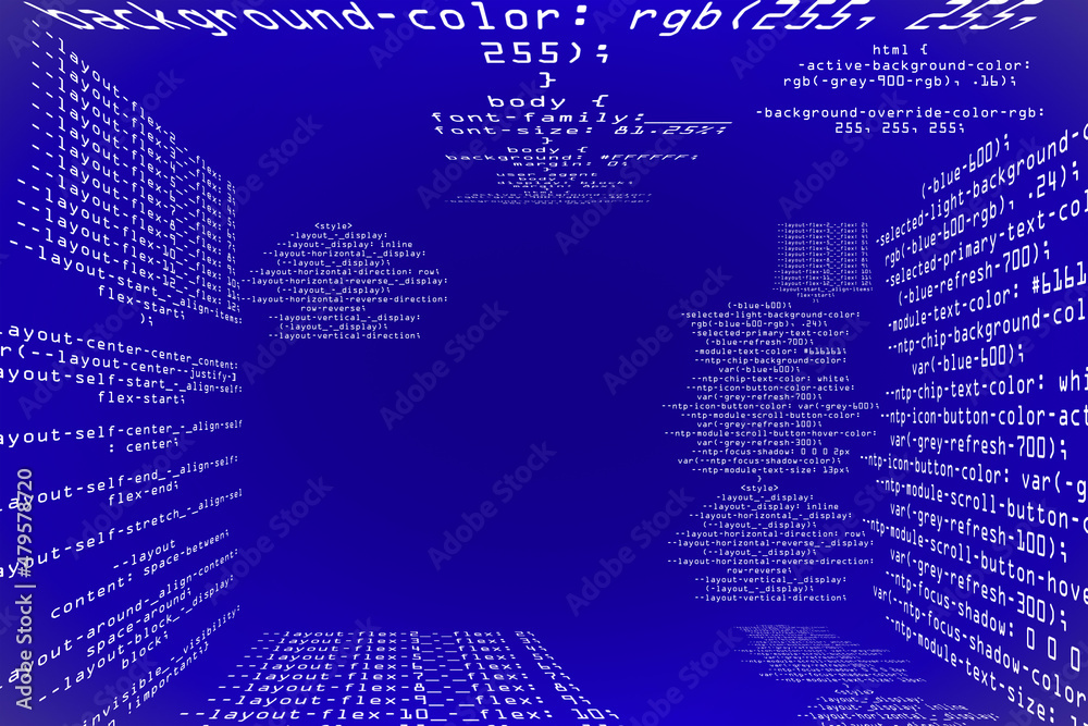 Abstract glowing blue coding programming background with mock up place. Big data and code ...