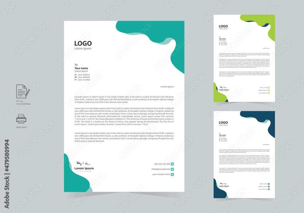 Abstract letterhead design template for your project. Professional and ...