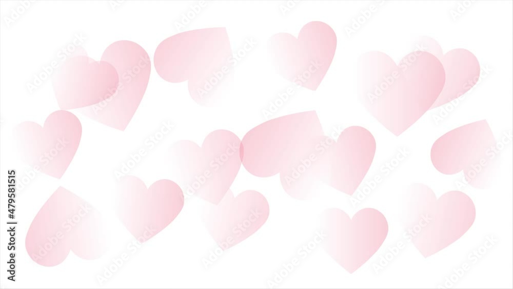 Animated video of pink gradient hearts overlapping each other on white ...